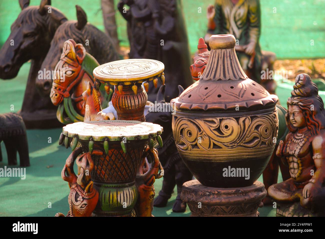 Traditional Indian handmade Items of Earthenware Or Ceramic at a Vendor ...