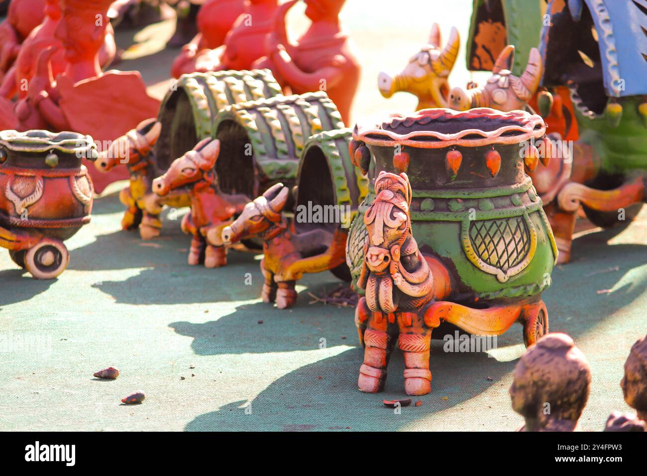 Traditional Indian handmade Items of Earthenware Or Ceramic at a Vendor ...