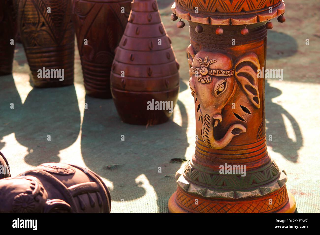 Traditional Indian handmade Items of Earthenware Or Ceramic at a Vendor ...