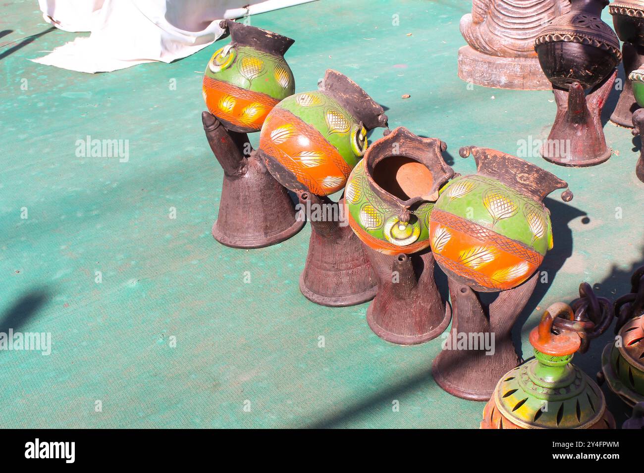 Traditional Indian handmade Items of Earthenware Or Ceramic at a Vendor ...