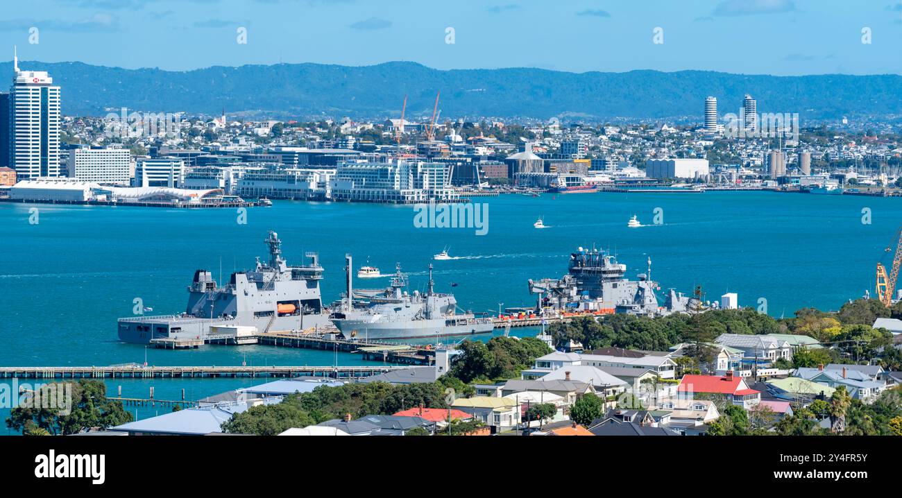 A panoramic image of the New Zealand naval base, HMNZS Philomel and in ...