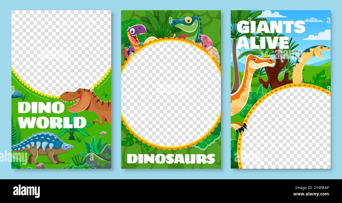 Poster templates with prehistoric dinosaur characters. Vector photo ...