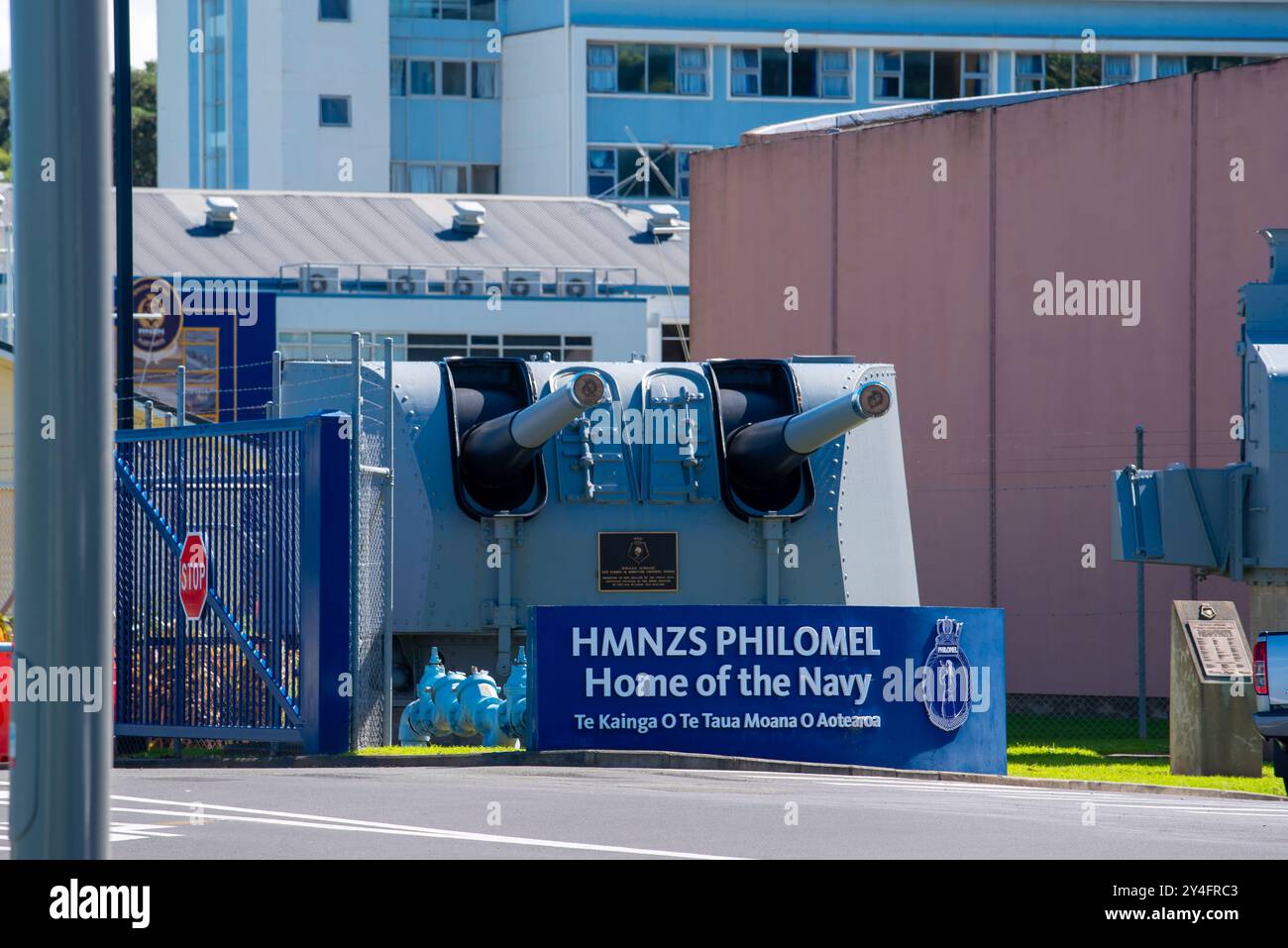 The twin Mk.21, 6-inch turret from HMS/HMNZS Achilles that participated ...