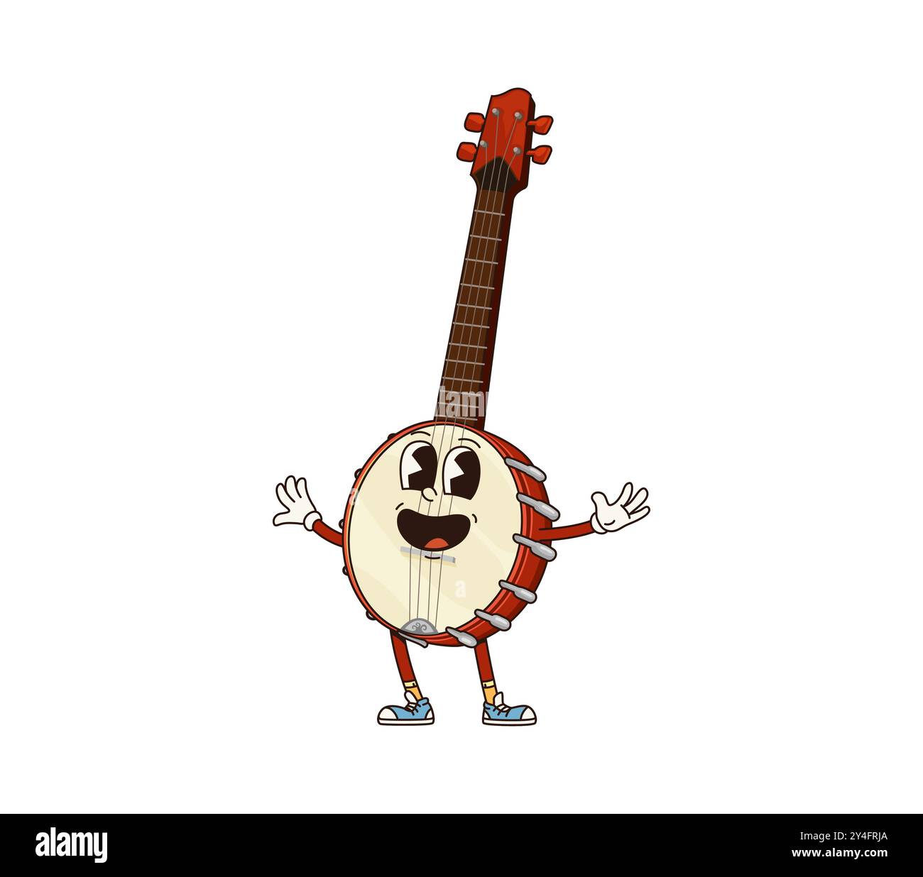 Cartoon banjo groovy musical instrument character. Isolated vector ...