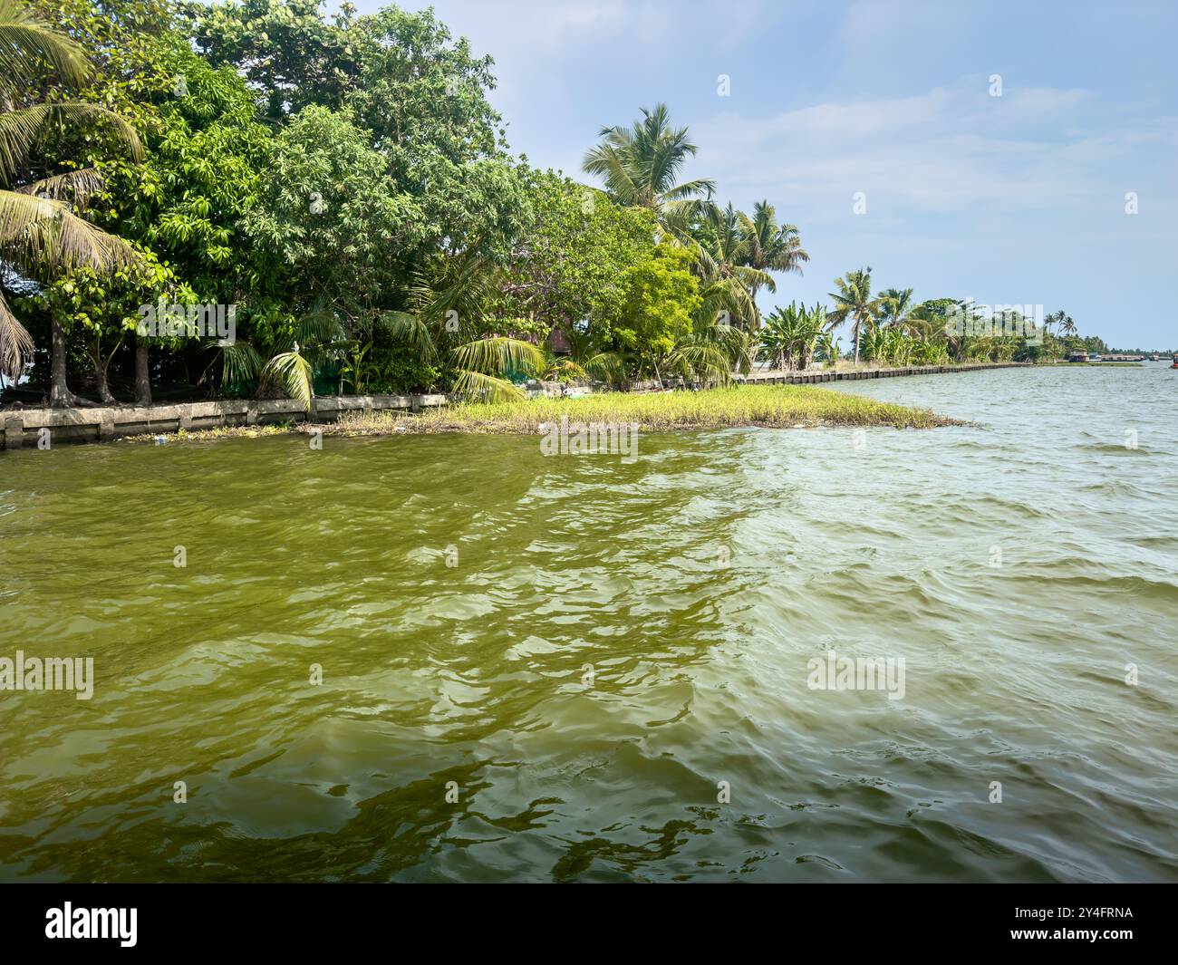 View from the houseboat cruise along the Alappuzha backwaters in the ...