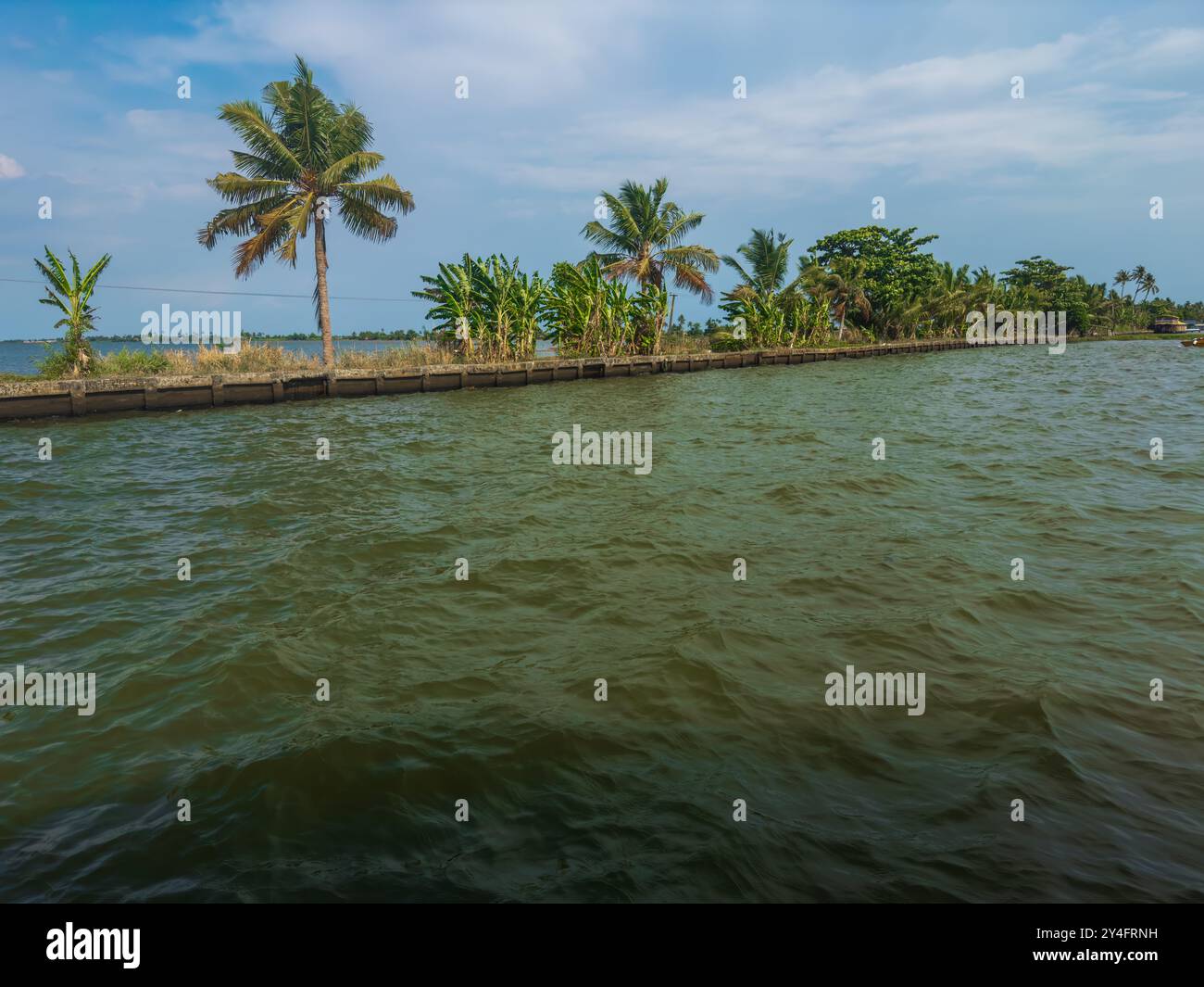 View from the houseboat cruise along the Alappuzha backwaters in the ...