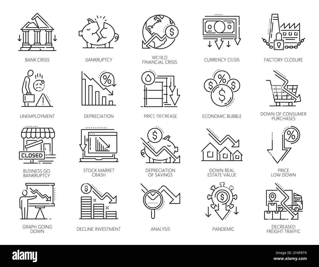 Economic analysis line icons Black and White Stock Photos & Images - Alamy