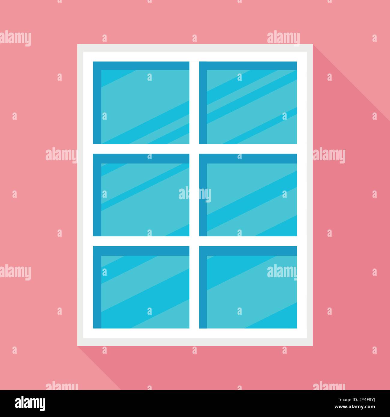 Window icon in flat style. Window on the wall. Shiny window glass ...