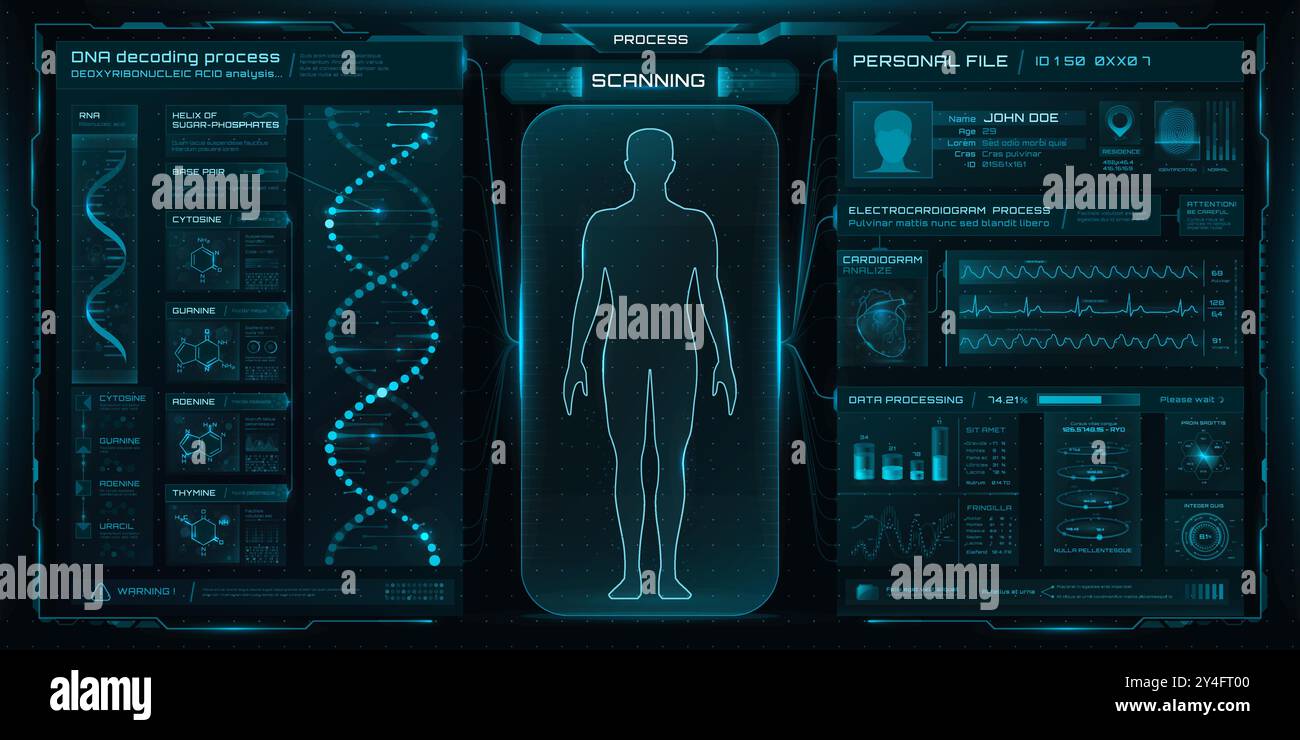 HUD medicine, health care and medical graphs or charts. Futuristic ...