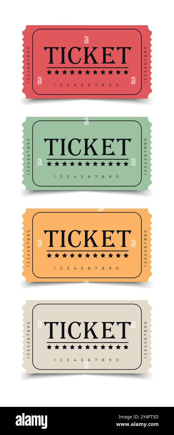 Ticket templates in pastel colors isolated on white background. Event ...