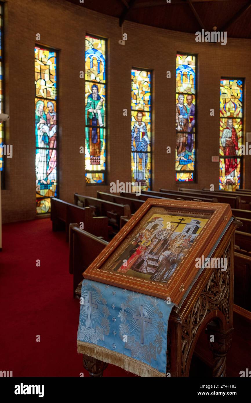 The interior of the Holy Trinity Greek Orthodox Church in New Rochelle ...