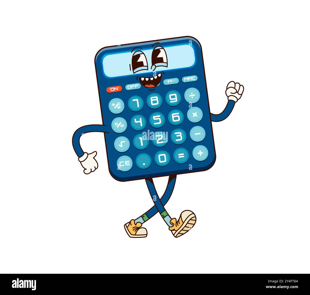 School education calculator groovy character. Isolated cartoon vector ...