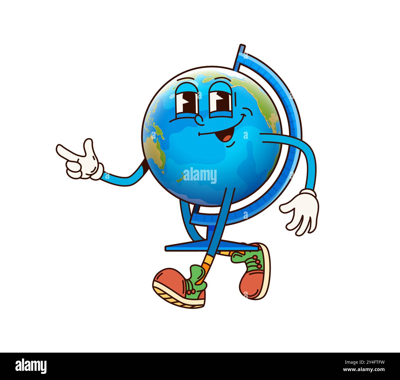 School education globe groovy character. Isolated cartoon vector earth ...