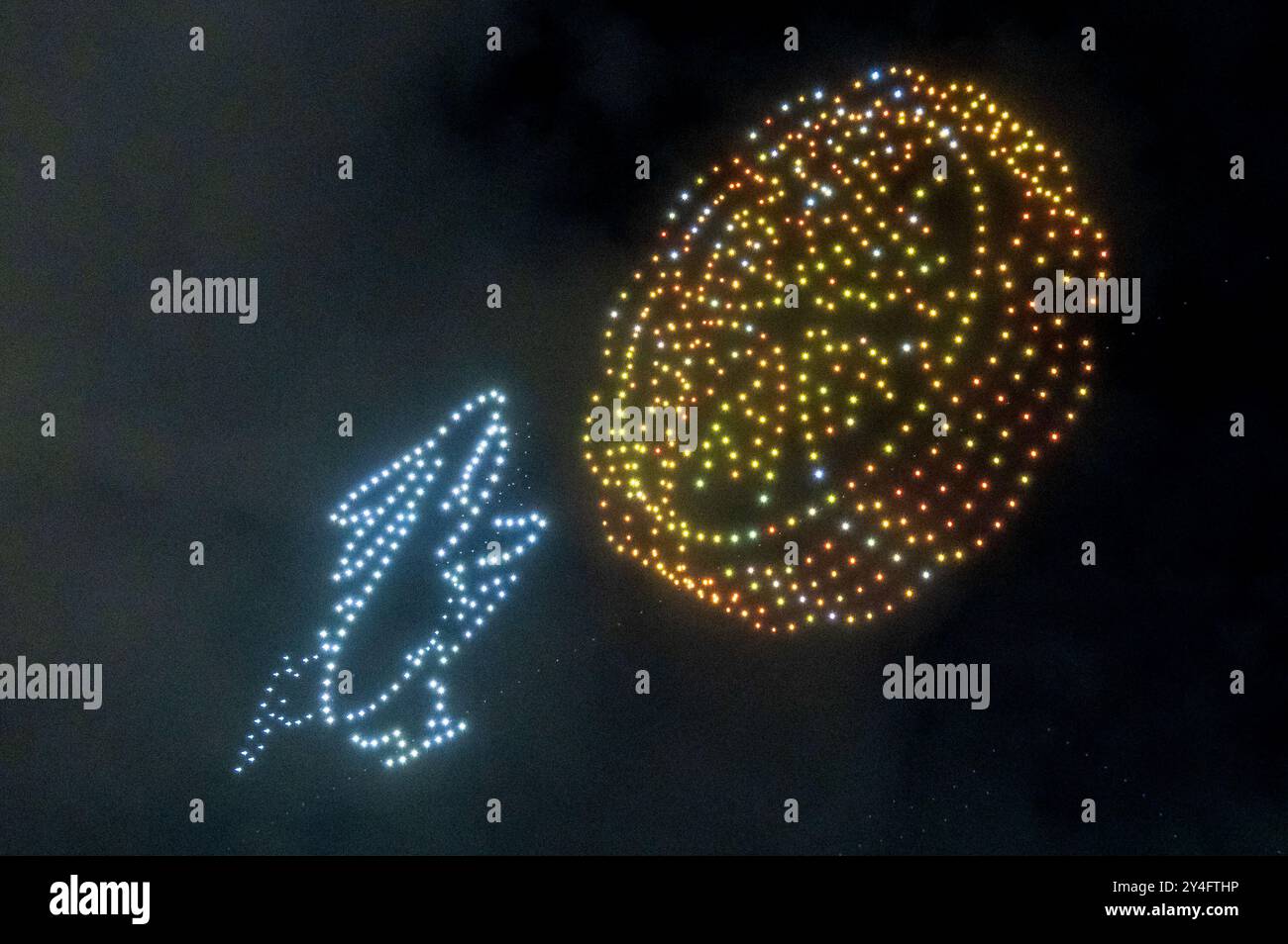 Wan Chai, Hong Kong. 17th Sep, 2024. A rabbit and a mooncake comprised ...