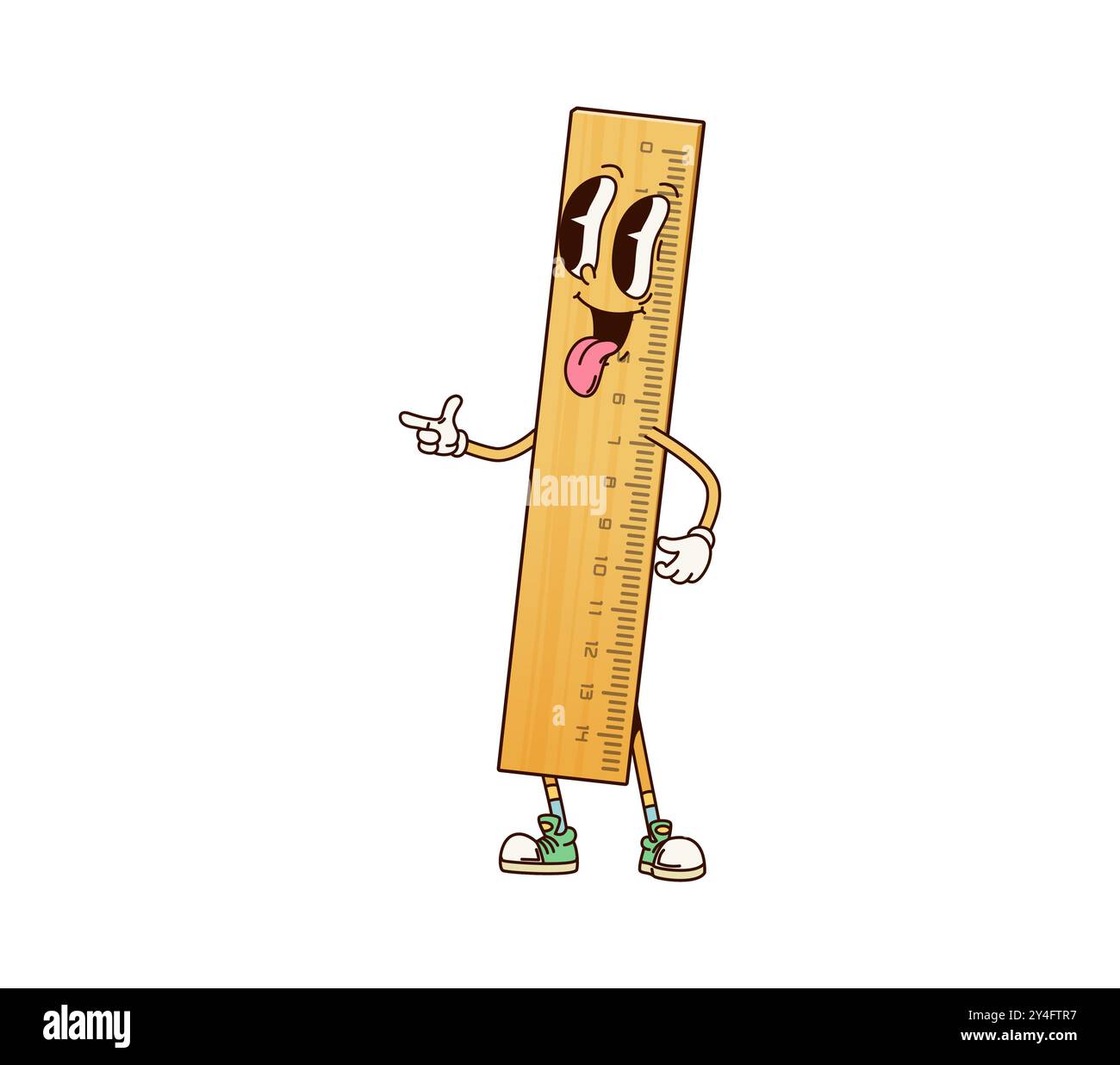 School education ruler groovy character. Isolated cartoon vector retro ...