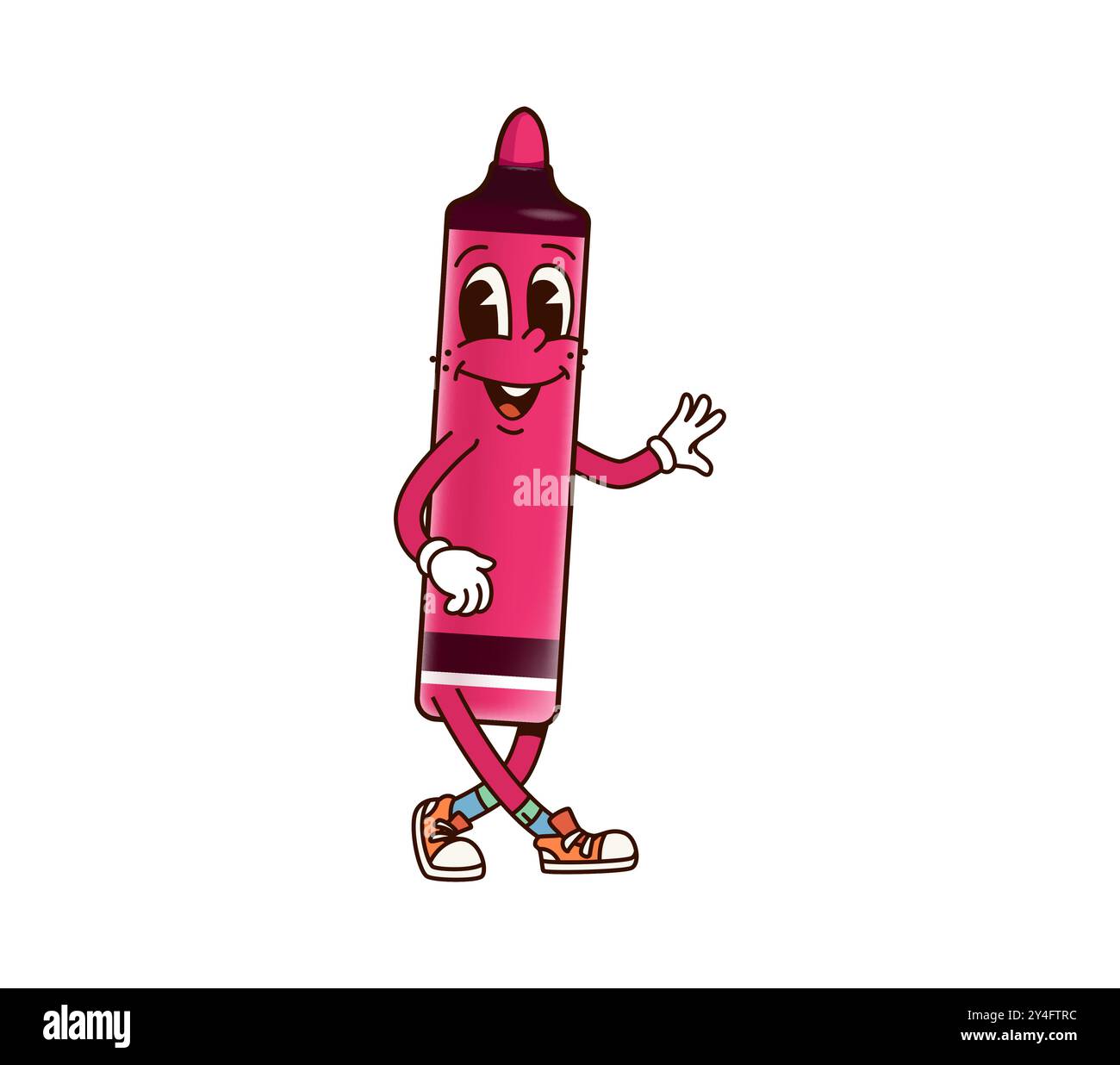 School education marker groovy character. Isolated cartoon vector fun ...