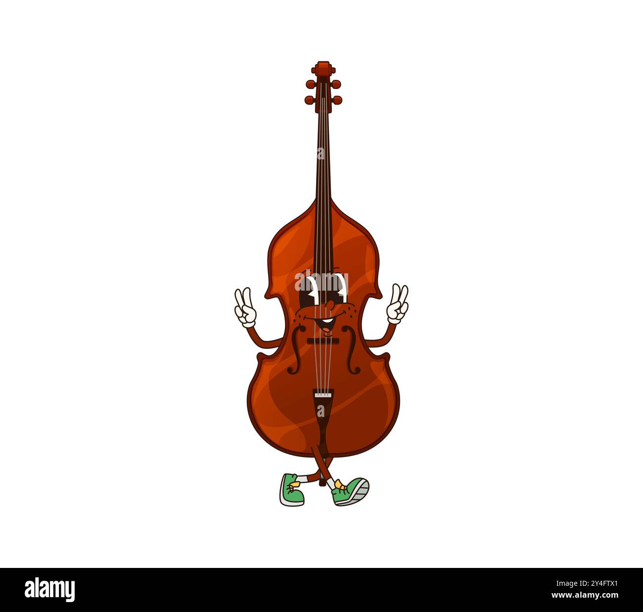 Cartoon cello or violoncello groovy musical instrument character ...