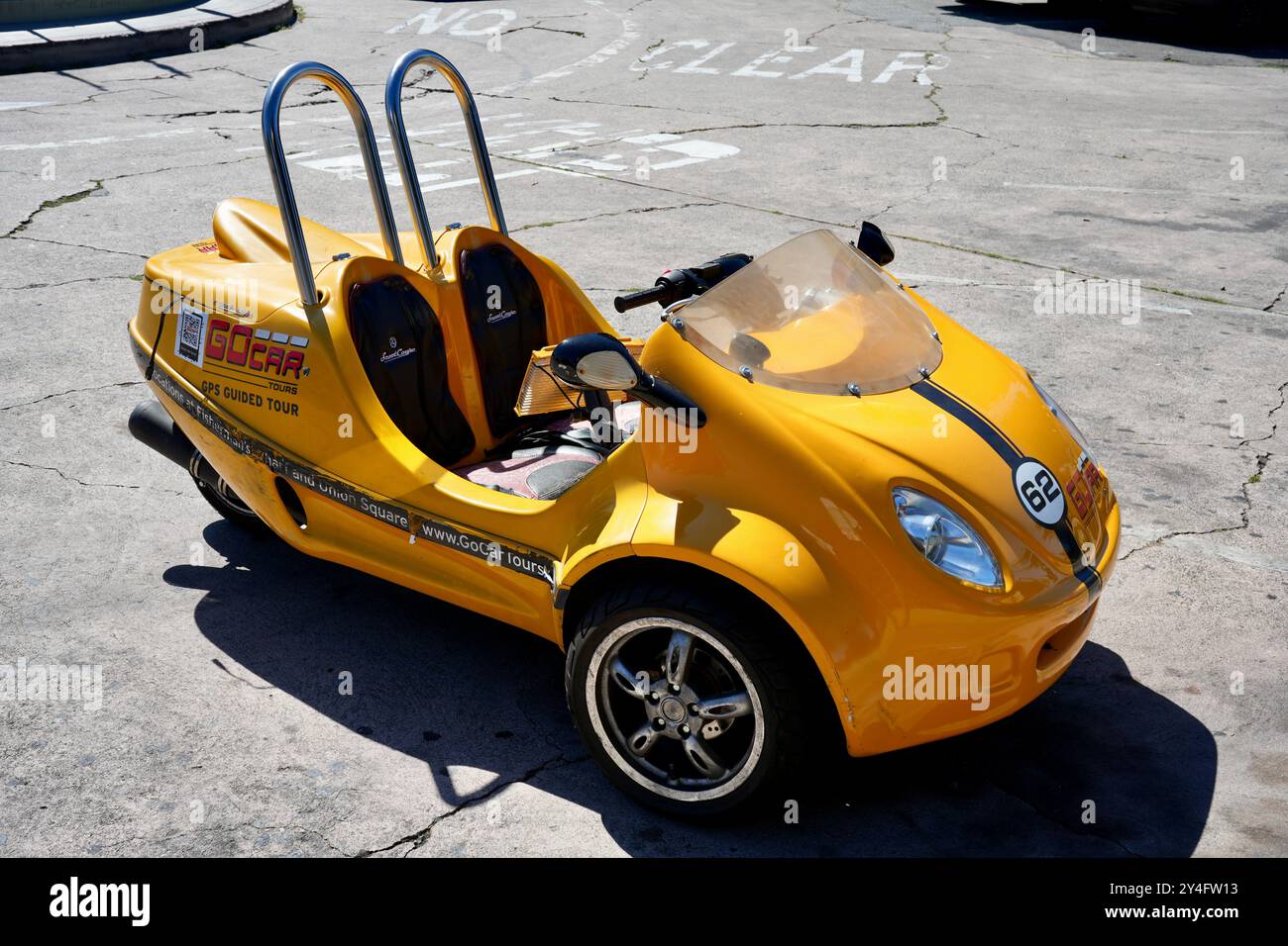 Yellow fibreglass GoCar number 62 in the sunshine Stock Photo - Alamy