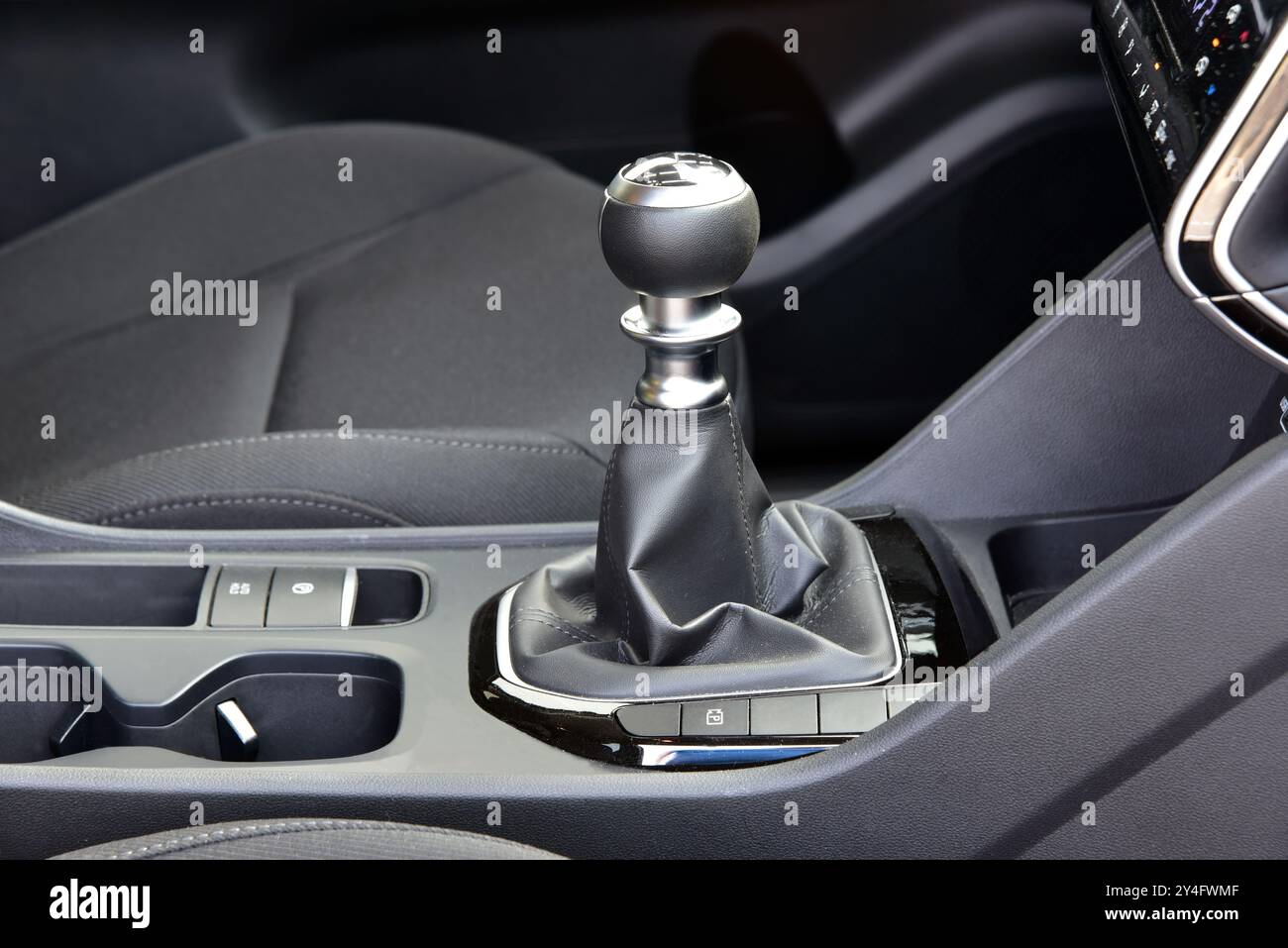 Manual shift lever in the passenger car. Manual gear shift Stock Photo ...