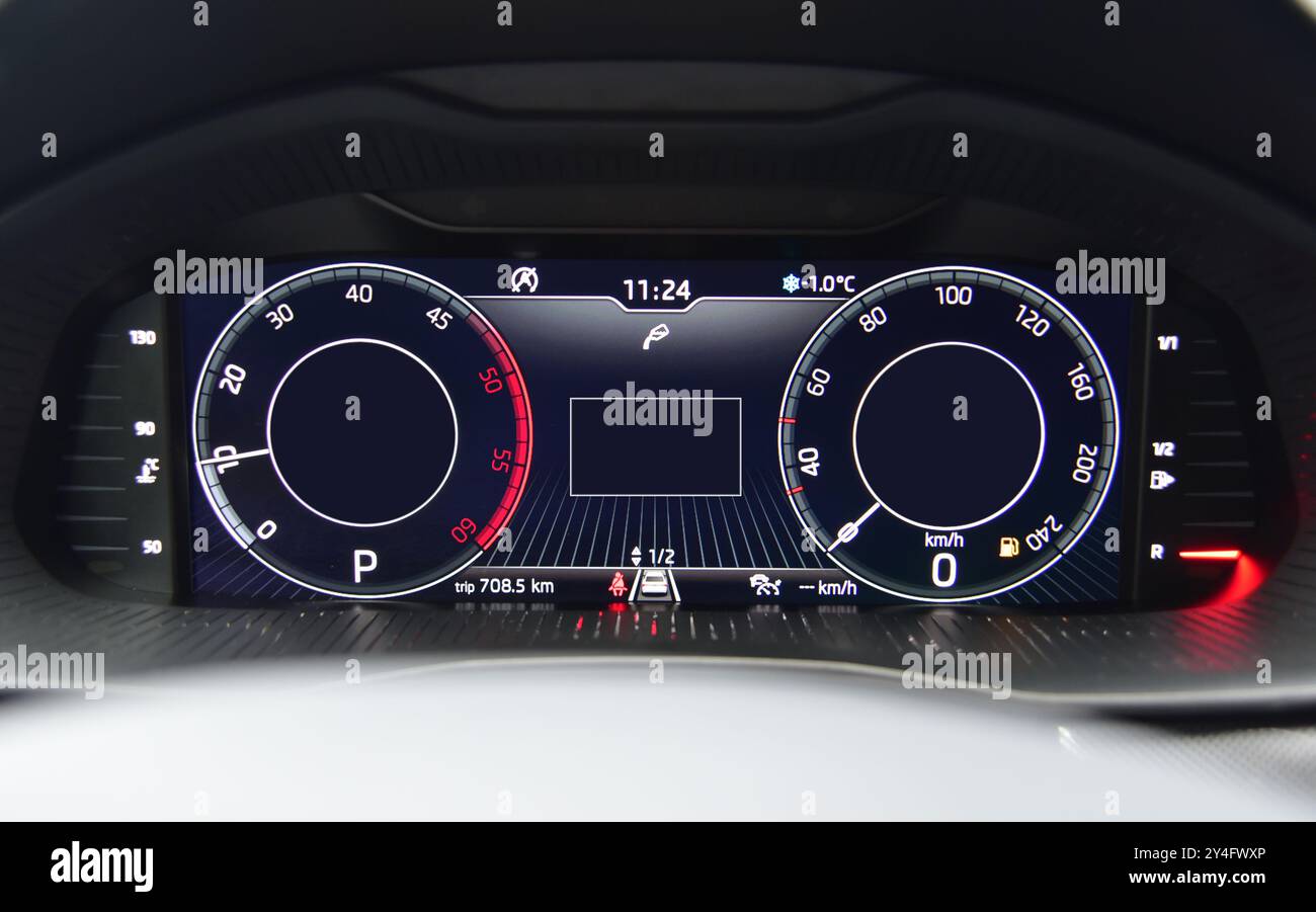 Digital instrument display in passenger car Stock Photo - Alamy