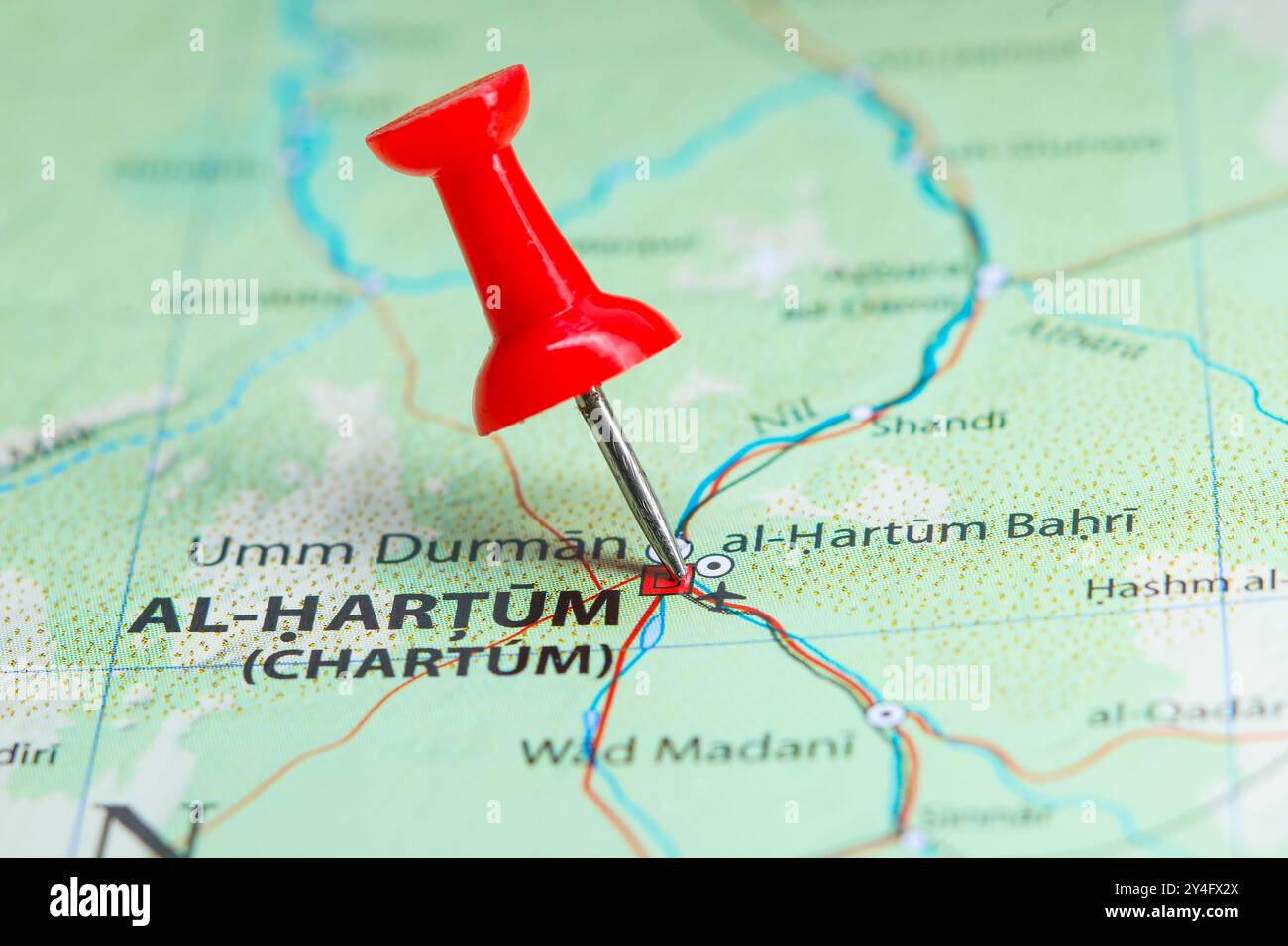 Al Hartum, Sudan pin on map of Africa Stock Photo - Alamy
