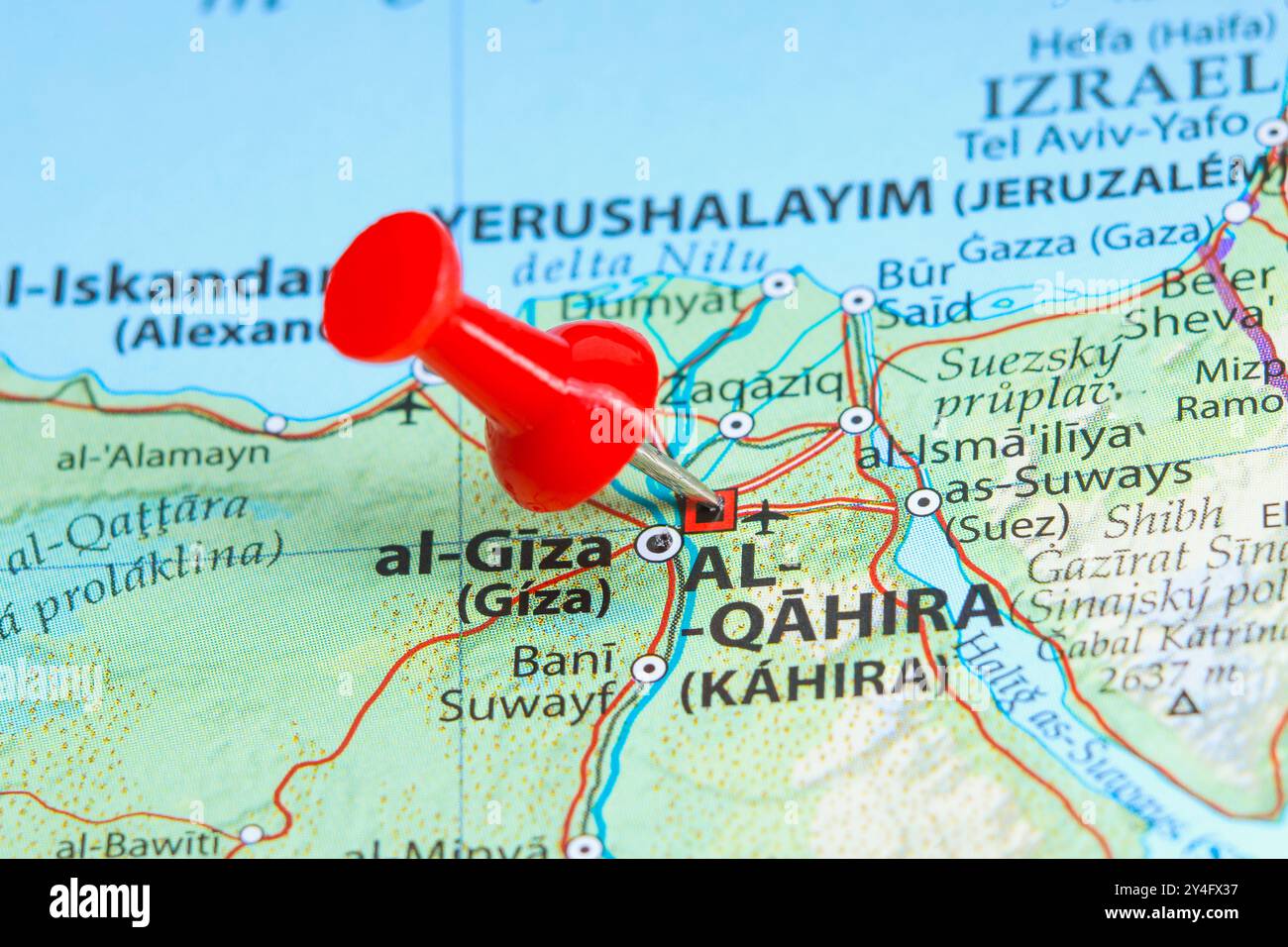 Al Qahira, Egypt pin on map of Africa Stock Photo - Alamy