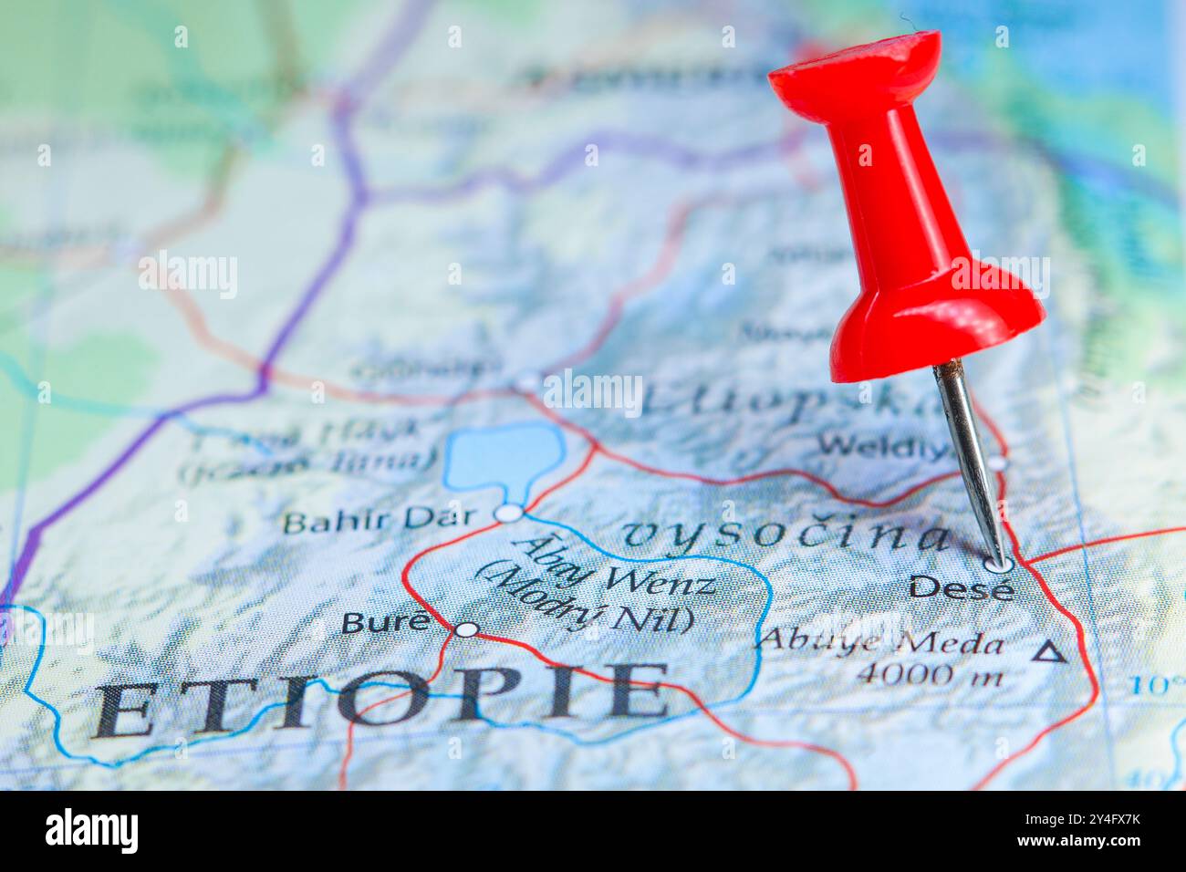 Dese, Etiopia pin on map of Africa Stock Photo - Alamy