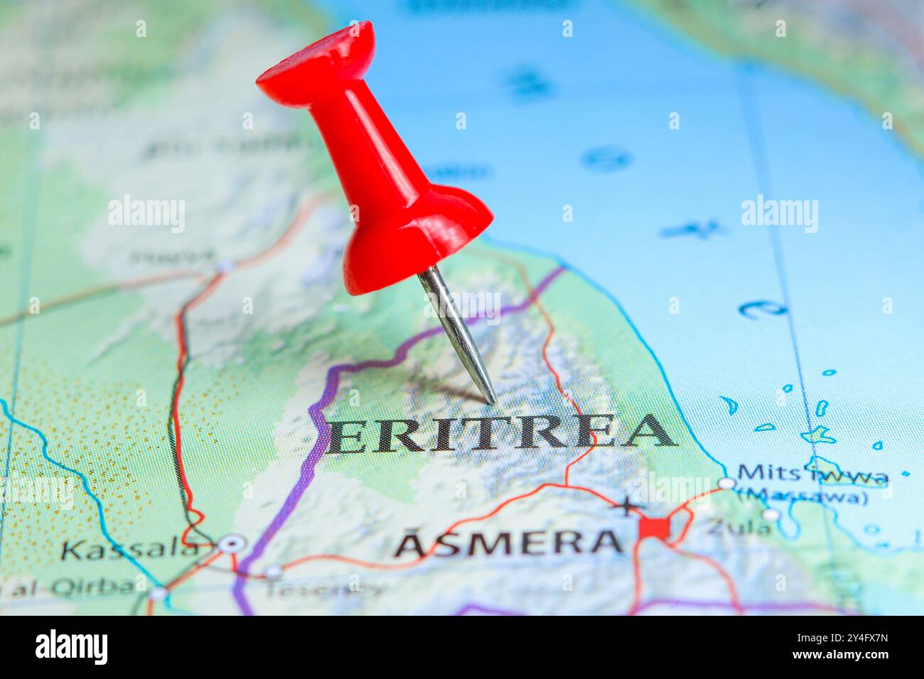 Eritrea country pin on map of Africa Stock Photo - Alamy