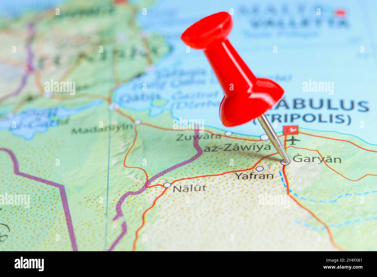 Garyan, Libya pin on map Stock Photo - Alamy