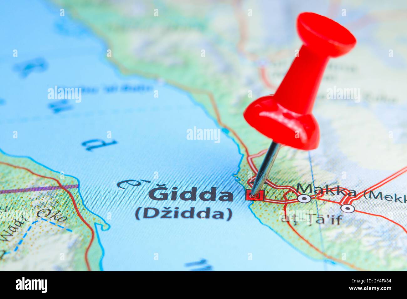 Gidda, Saudi Arabia pin on map Stock Photo - Alamy