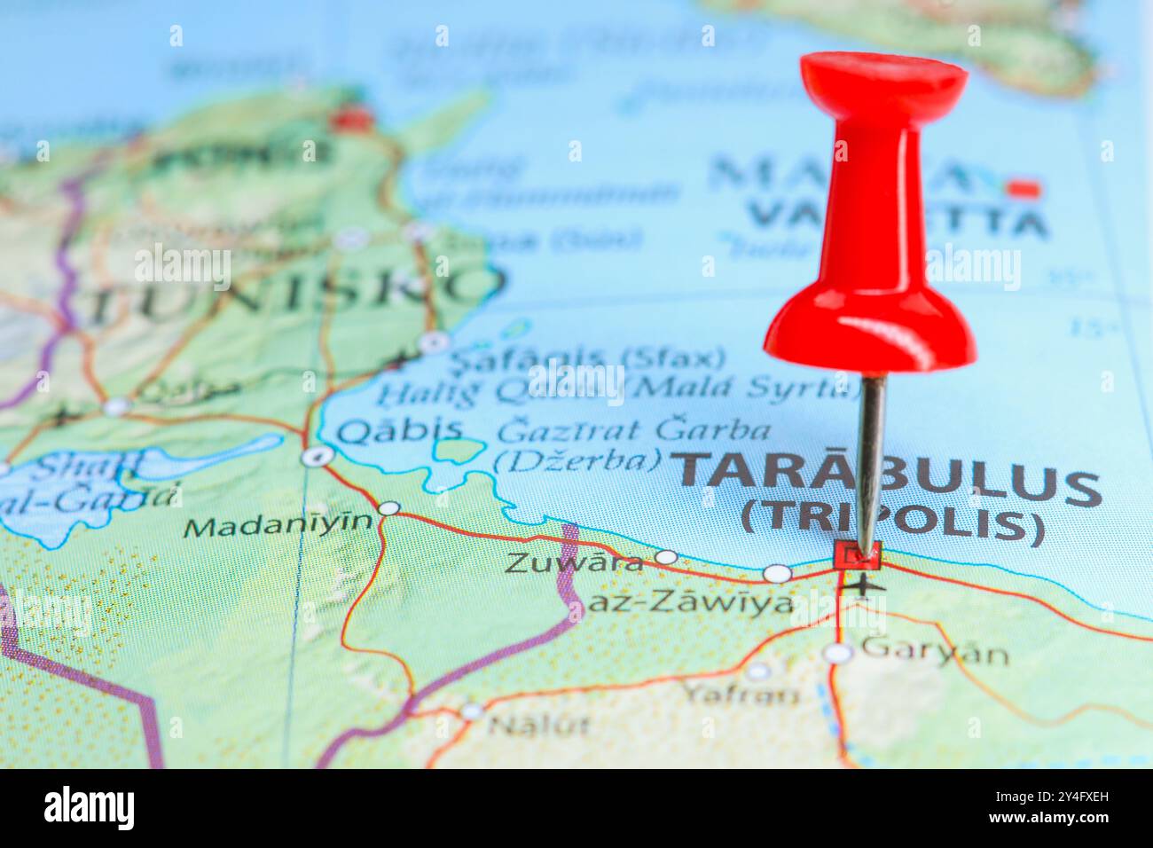 Tripolis, Libya pin on map of Africa. Tarabulus Stock Photo - Alamy