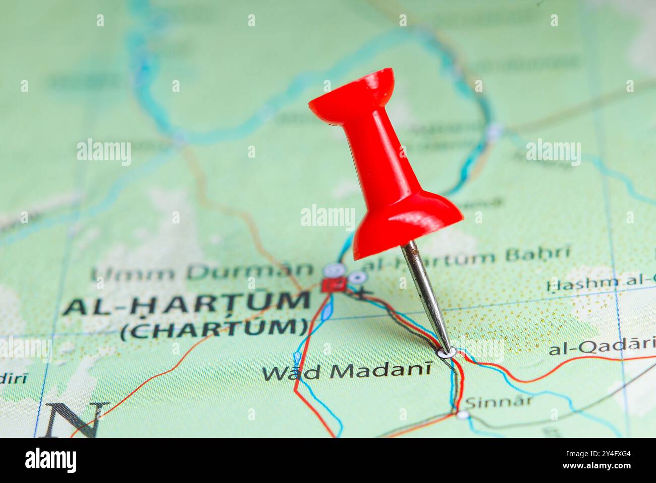 Wad Madani, Sudan pin on map of Africa Stock Photo - Alamy