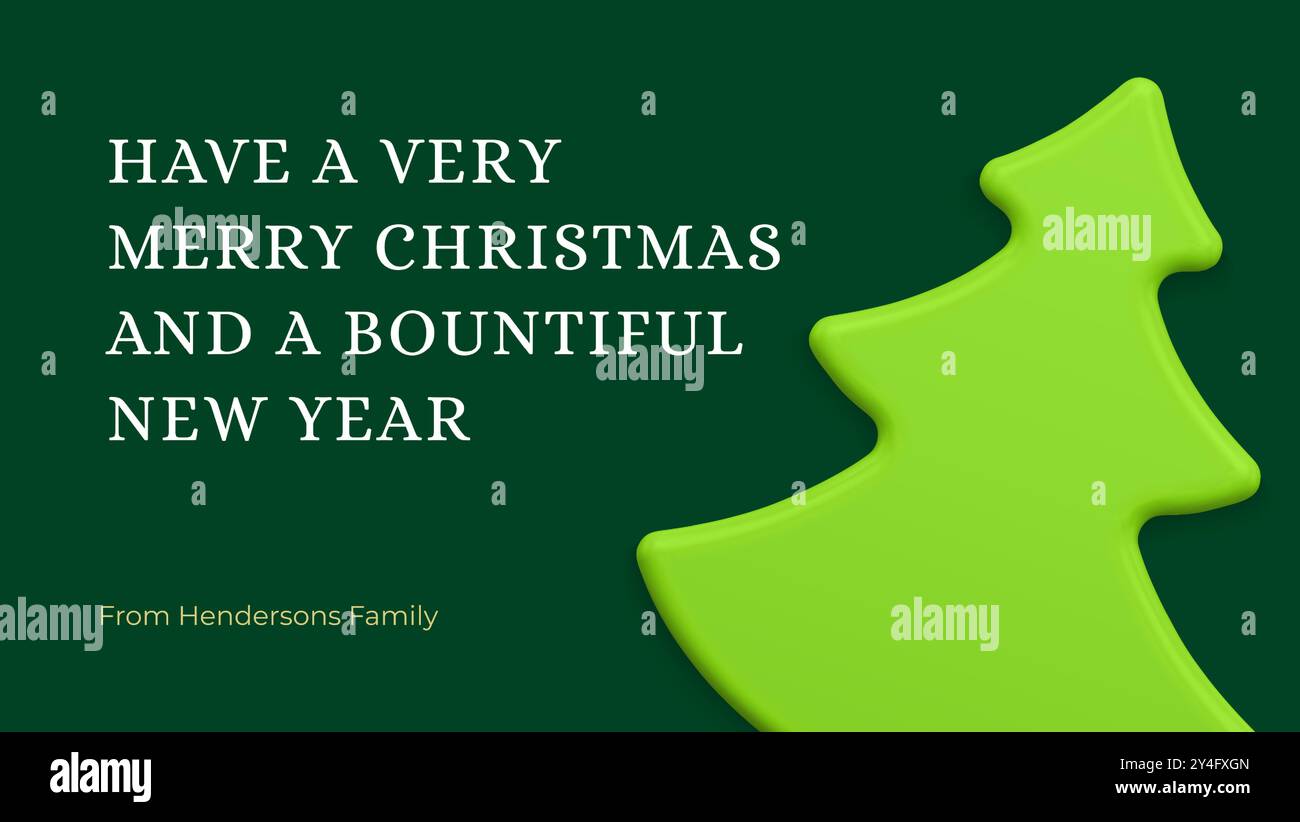 Christmas congratulations horizontal banner green glossy spruce 3d icon ...