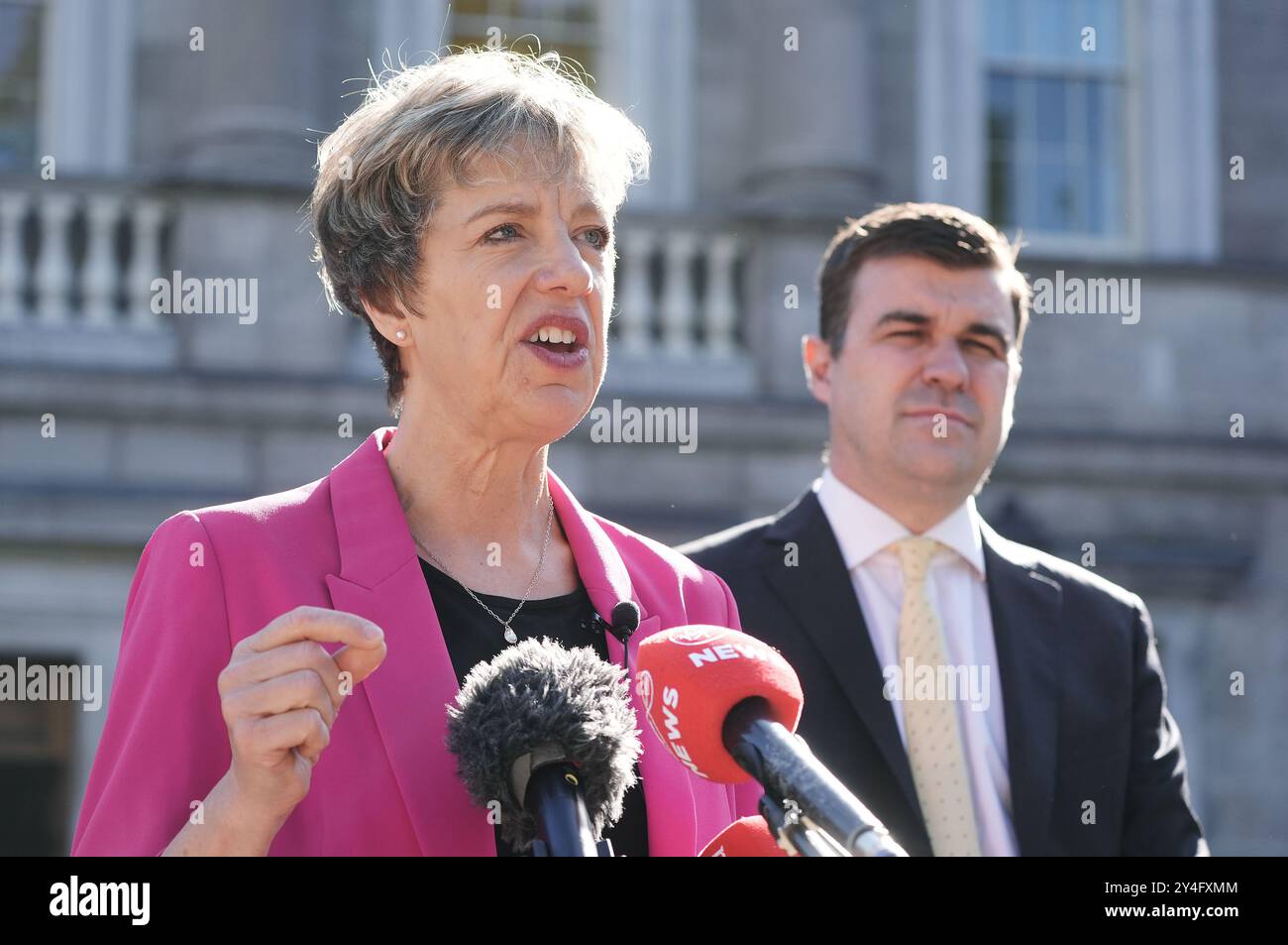 Labour leader Ivana Bacik speaking to the media on the Leinster House ...