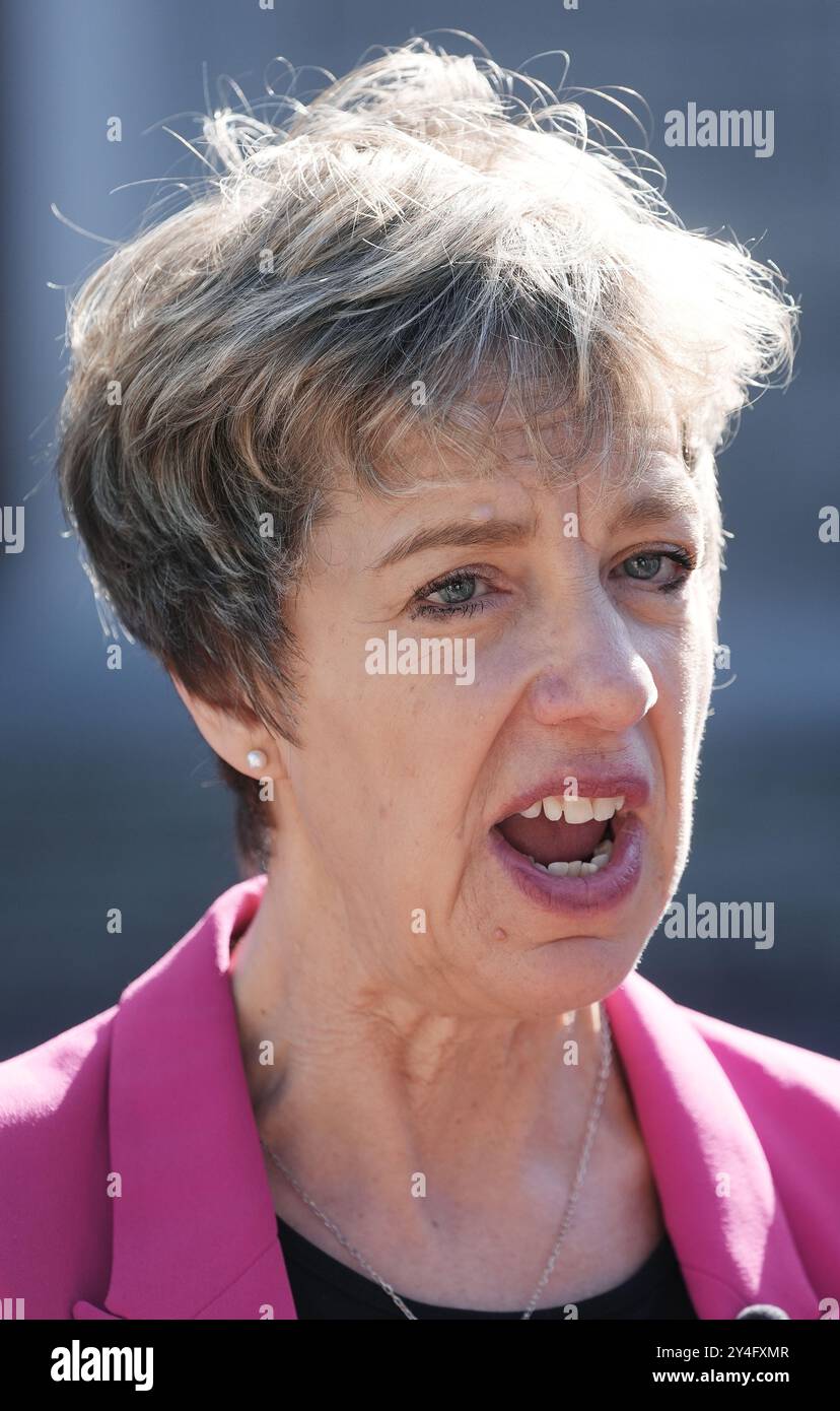 Labour leader Ivana Bacik speaking to the media on the Leinster House ...
