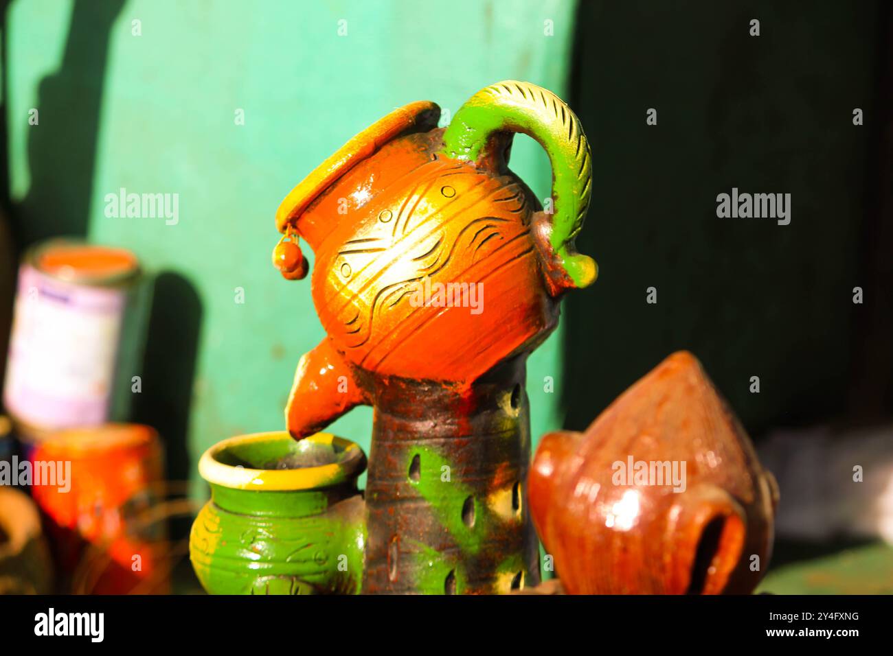 Traditional Indian handmade Items of Earthenware Or Ceramic at a Vendor ...
