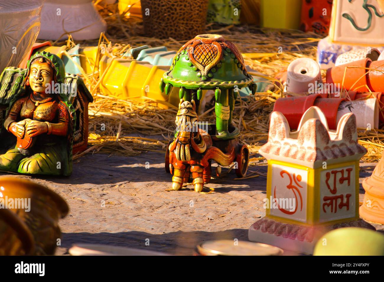 Traditional Indian handmade Items of Earthenware Or Ceramic at a Vendor ...