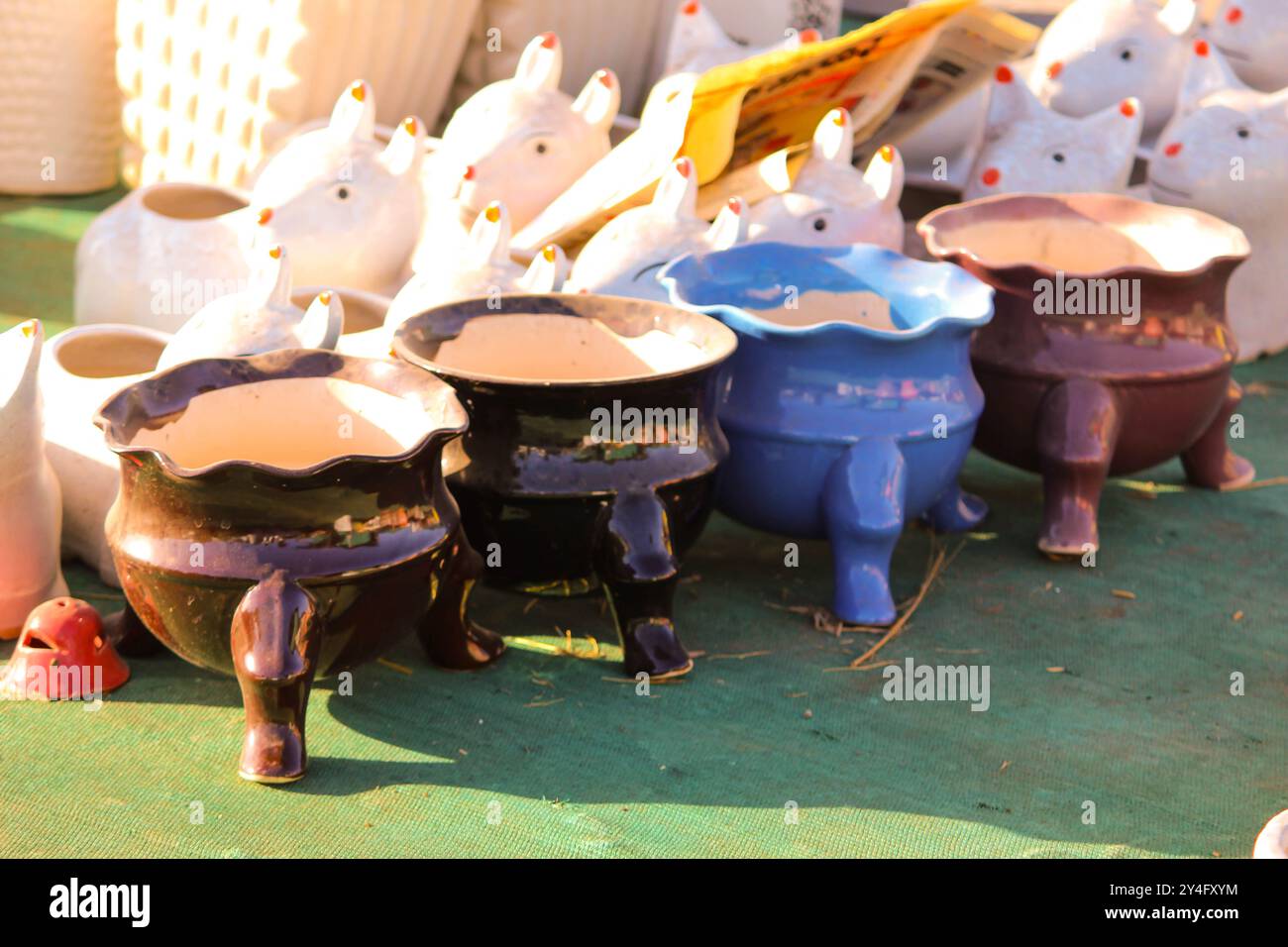 Traditional Indian handmade Items of Earthenware Or Ceramic at a Vendor ...