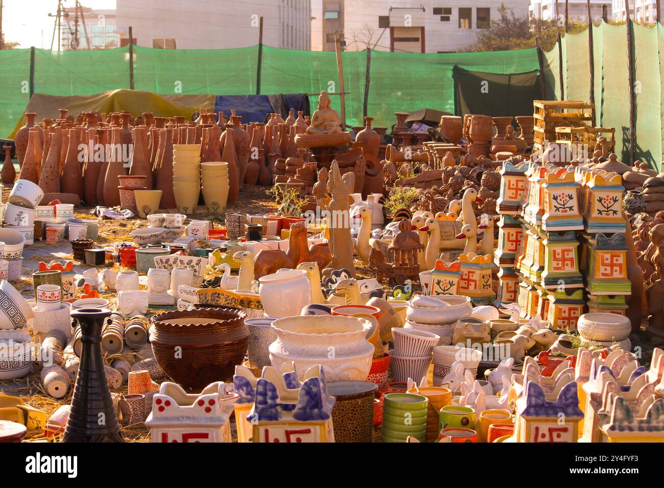 Traditional Indian handmade Items of Earthenware Or Ceramic at a Vendor ...