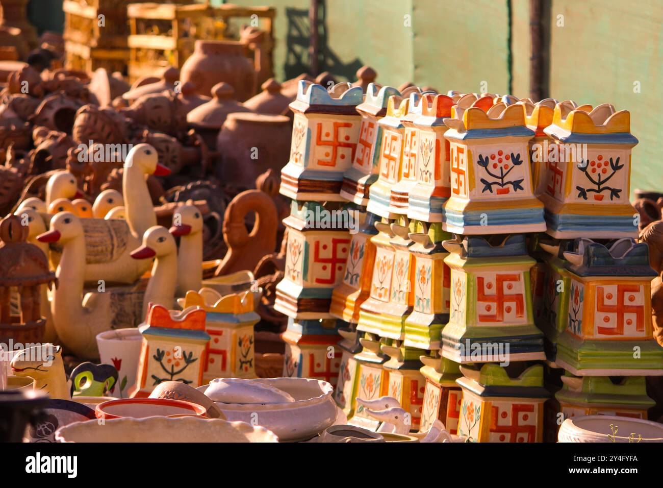 Traditional Indian handmade Items of Earthenware Or Ceramic at a Vendor ...
