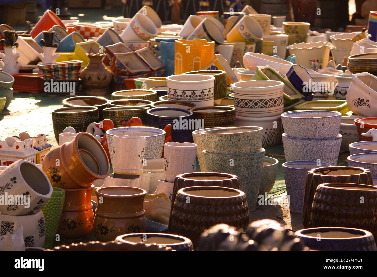 Traditional Indian handmade Items of Earthenware Or Ceramic at a Vendor ...