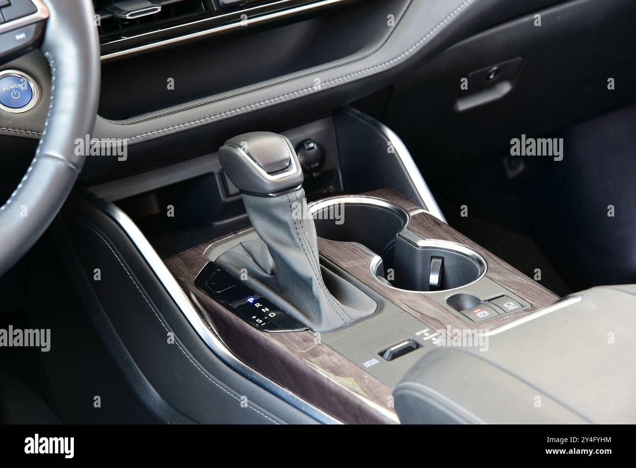 Modern automatic transmission lever on the passenger car console Stock ...