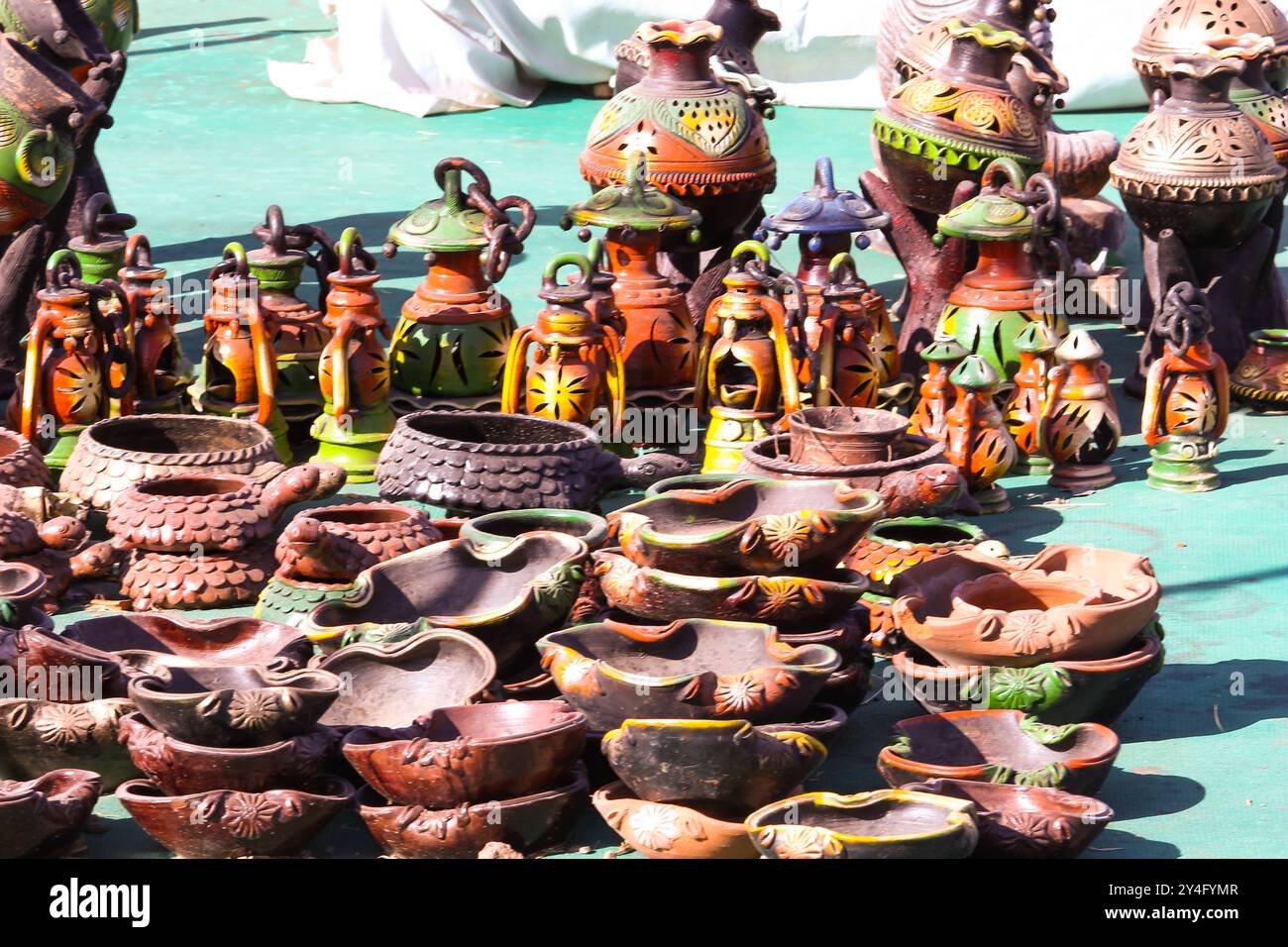 Traditional Indian handmade Items of Earthenware Or Ceramic at a Vendor ...