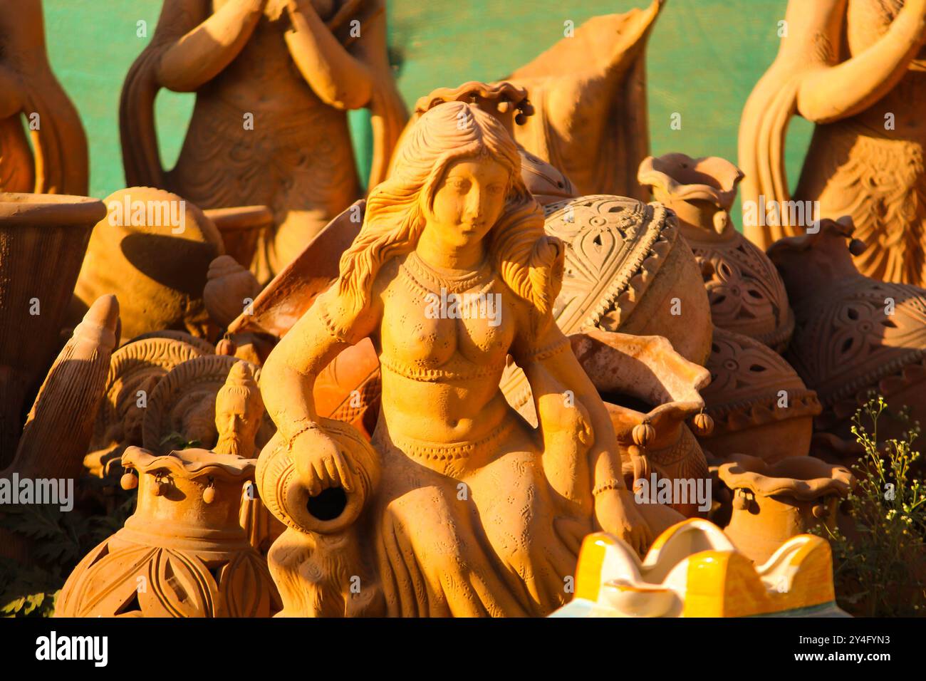 Traditional Indian handmade Items of Earthenware Or Ceramic at a Vendor ...
