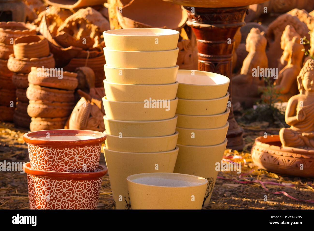 Traditional Indian handmade Items of Earthenware Or Ceramic at a Vendor ...