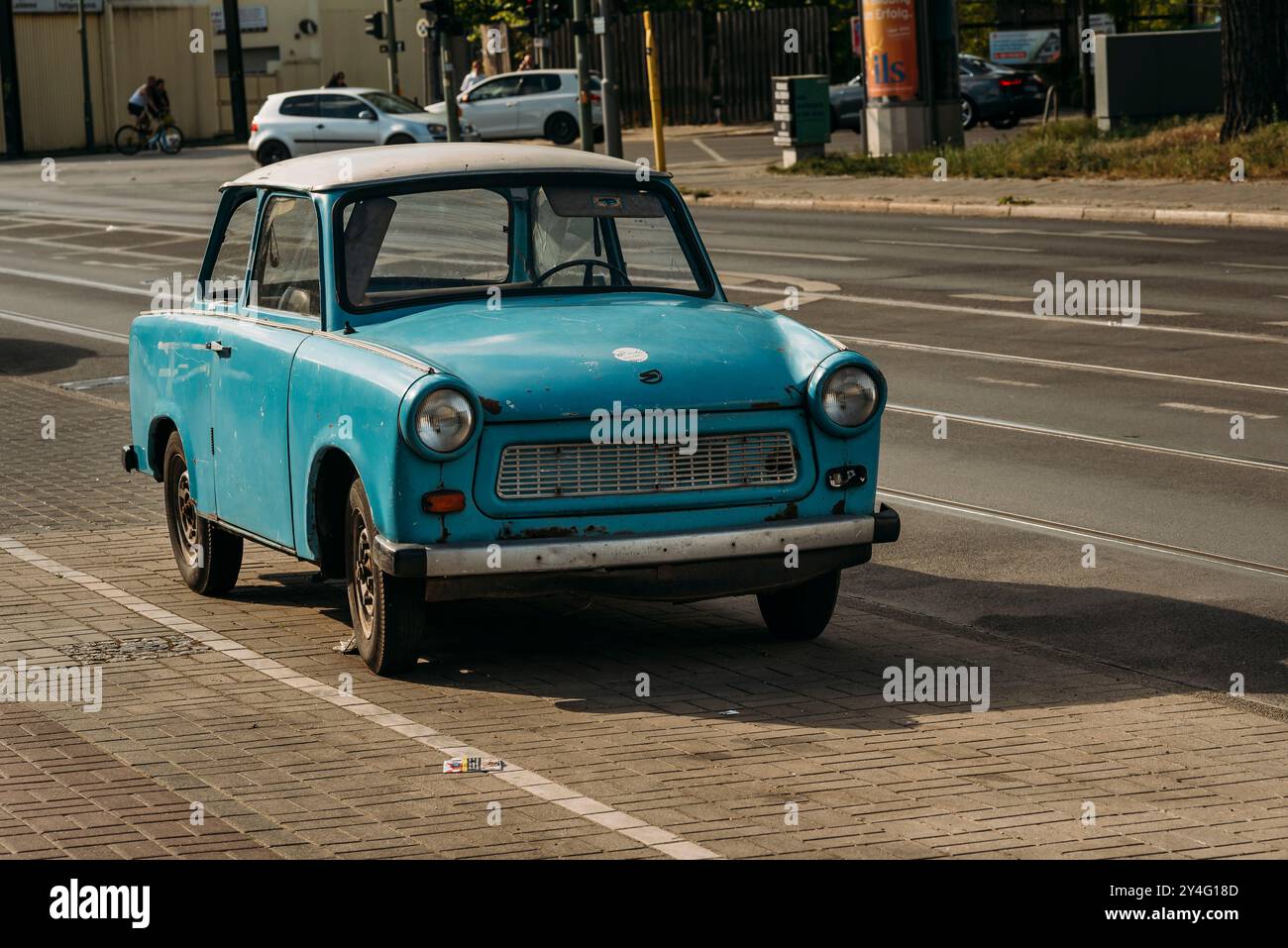 Old Trabant made in GDR, Junk Car mad in GDR on Street Stock Photo - Alamy