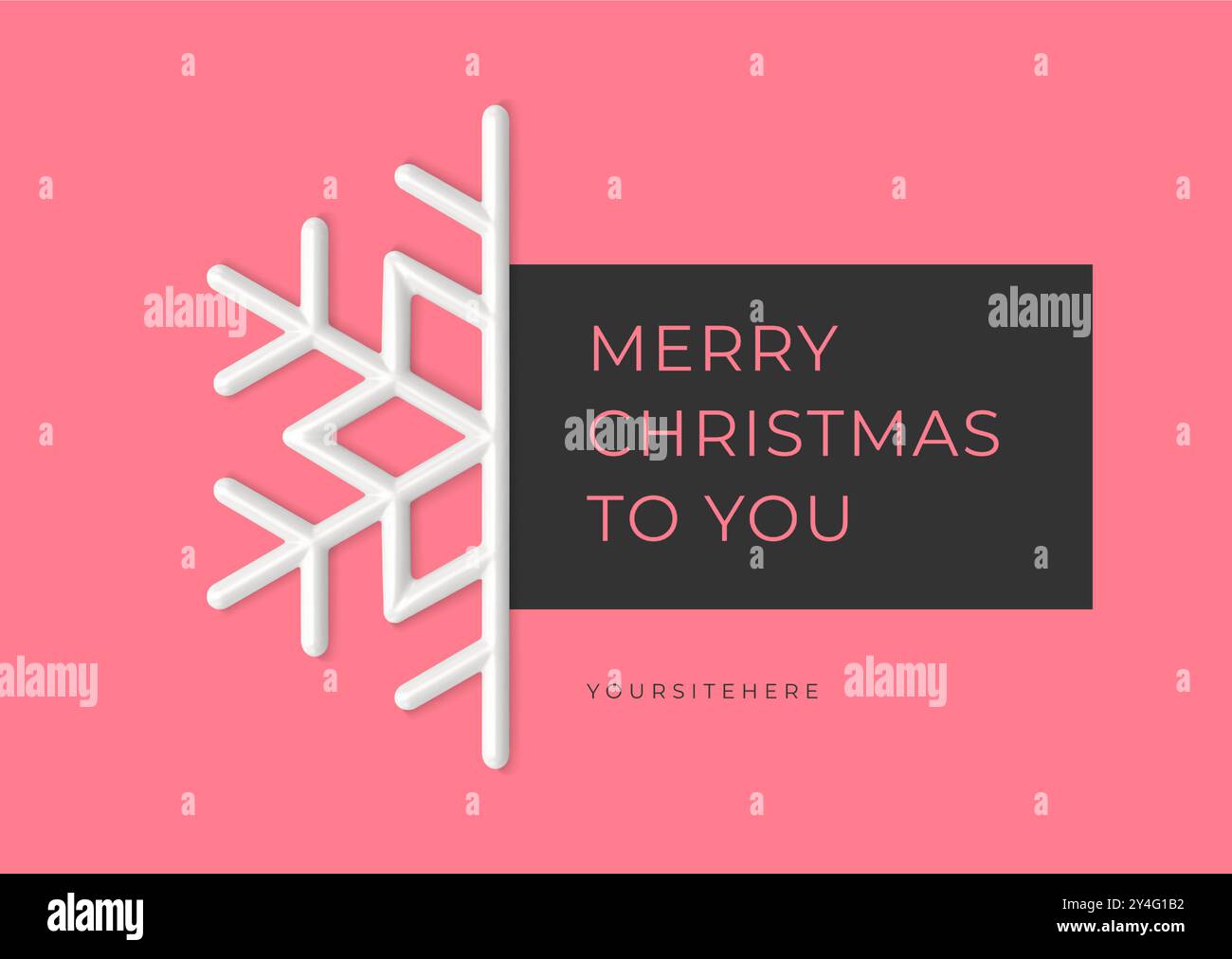 Merry Christmas trendy pink greeting card template black border ...