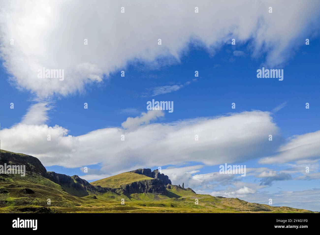 The Trotternish Ridge with it's basalt & sediment cliffs above a ...