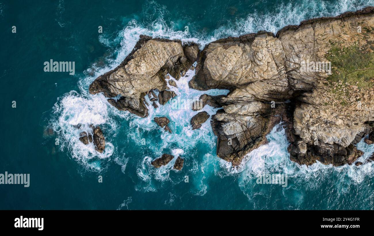 Aerial view of Punta Cometa viewpoint, southernmost point of Oaxaca ...