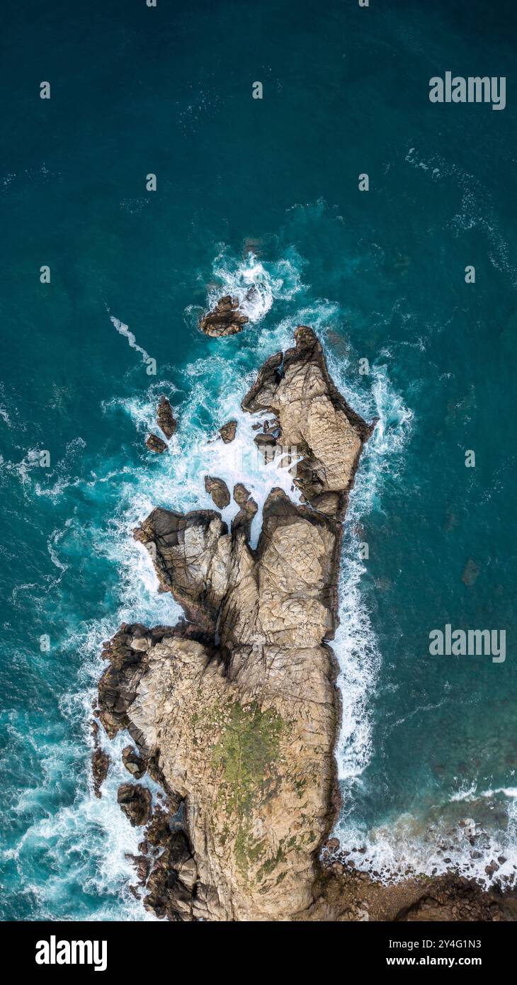 Aerial view of Punta Cometa viewpoint, southernmost point of Oaxaca ...